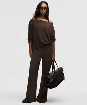 Lululemon Becalm Mid-rise Wide-leg Pant - Walnut Crunch