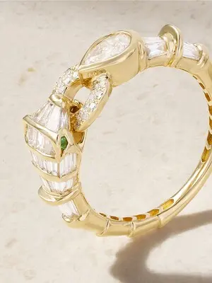 Shay Serpentine Diamond And Garnet Ring