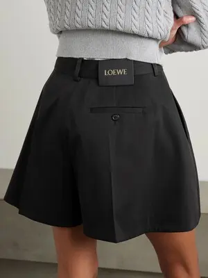 Loewe Pleated Cotton And Silk-blend Sateen Shorts