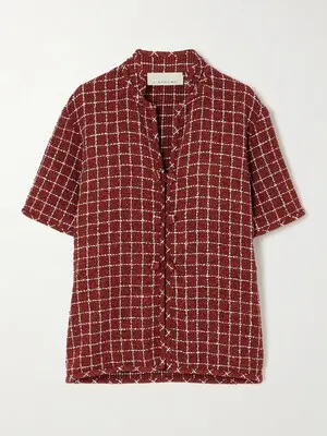 LIBEROWE Hetty Oversized Checked Bouclé-tweed Shirt
