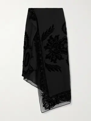 Etro Asymmetric Devoré-velvet Wrap Skirt
