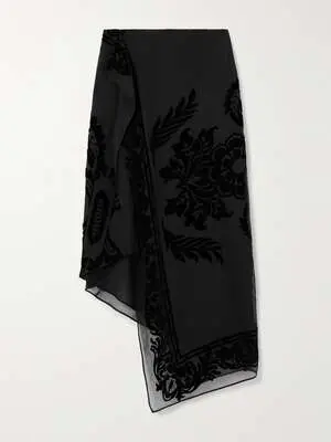 Etro Asymmetric Devoré-velvet Wrap Skirt