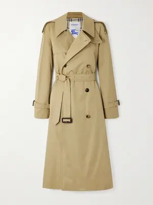 Burberry Castleford Double-breasted Cotton-gabardine Trench Coat - Neutrals