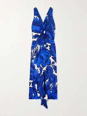 Etro Asymmetric Ruffled Printed Maxi Dress