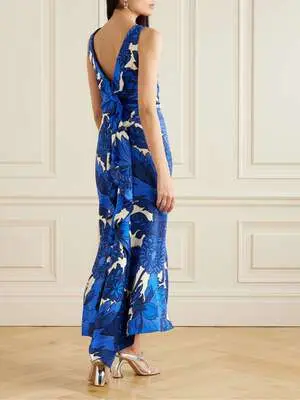 Etro Asymmetric Ruffled Printed Maxi Dress