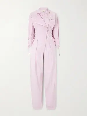 Isabel Marant Irianna Lace-up Pleated Cotton-canvas Jumpsuit - Pink