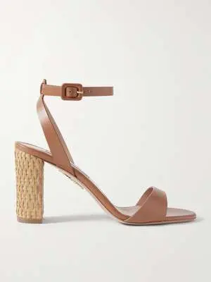 AQUAZZURA Aquazzura Sunseeker 85 Leather Sandals Tan