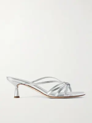 AeydĒ Abby Knotted Metallic Leather Mules