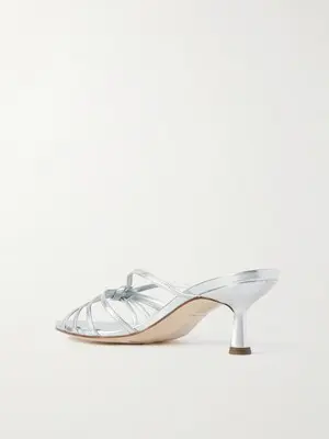 AeydĒ Abby Knotted Metallic Leather Mules