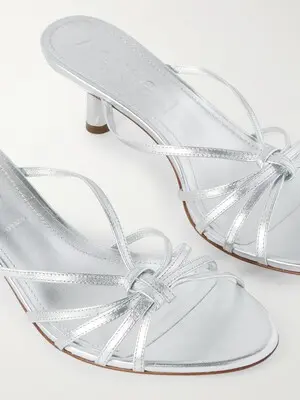 AeydĒ Abby Knotted Metallic Leather Mules