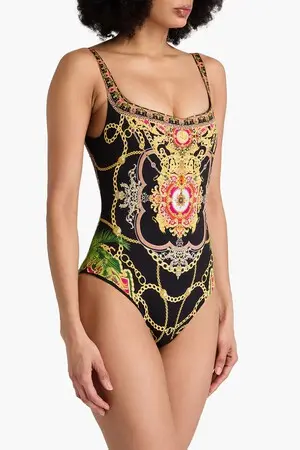 Camilla Crystal-embellished Printed Swimsuit