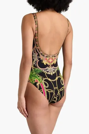 Camilla Crystal-embellished Printed Swimsuit