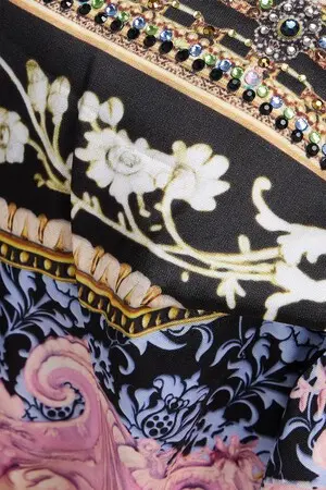 Camilla Embellished Twisted Printed Mini Dress