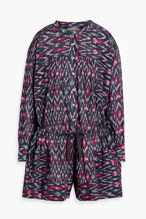 MARANT ETOILE Lehana Printed Cotton-voile Playsuit - Navy