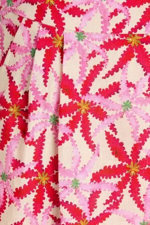 Saloni Printed Linen High-rise Shorts