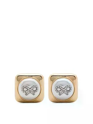 SELF-PORTRAIT Bow Square Stud Earrings - Gold