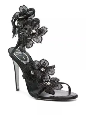 Rene Caovilla 105mm Floriane Sandals - Black