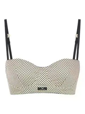 Elisabetta Franchi Polka Dot Print Bra Top - White