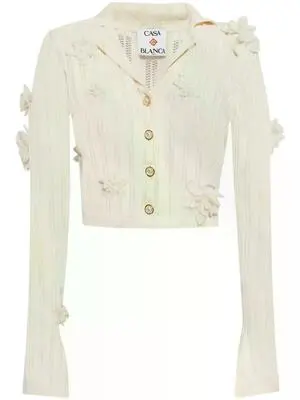 Casablanca Floral-appliqué Knit Top