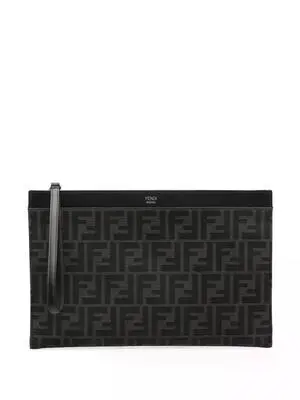 Fendi FF-Logo Leather Clutch Black