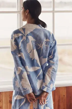 LYREBIRD Cloud Flannel Pajama Top - Blue