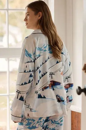 LYREBIRD Cloud Flannel Pajama Top - Light Blue
