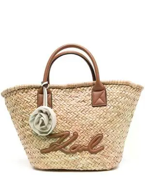 Karl Lagerfeld K/signature Medium Raffia Beach Bag - Brown