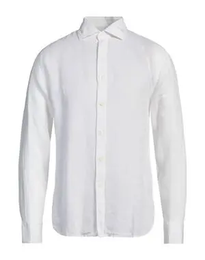 120% Lino Man Shirt Navy Size S Linen White