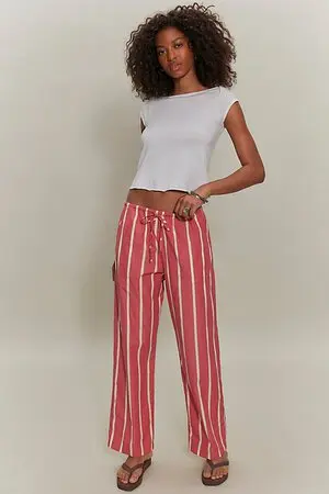 Donni. Stripe Pop Drawstring Pants - Raspberry Stripe