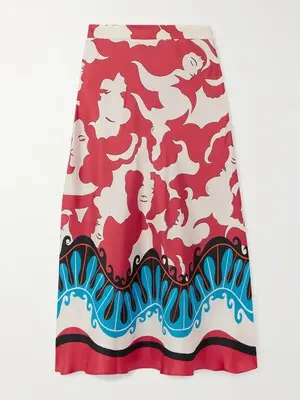 La DoubleJ Mother Lungomare Printed Midi Skirt