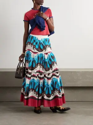 La DoubleJ Mother Printed Maxi Skirt - Blue