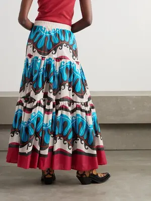 La DoubleJ Mother Printed Maxi Skirt - Blue