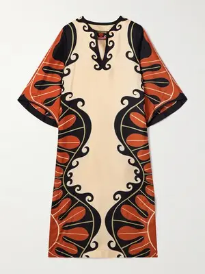 La DoubleJ Mother Printed Silk-twill Kaftan - Neutrals