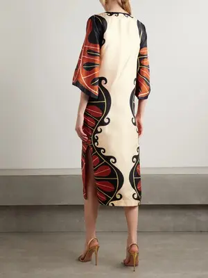 La DoubleJ Mother Printed Silk-twill Kaftan - Neutrals