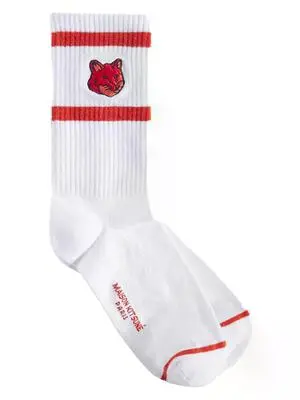 Maison Kitsuné Fox Head Ankle Socks - White