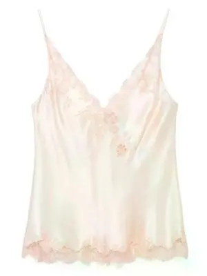 Carine Gilson Caudry Lace Silk Camisole - Pink