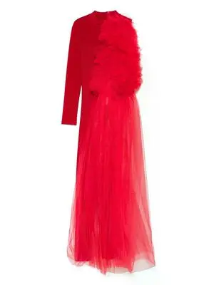Alchemy Fashions X Lia Aram Tulle-appliqué Jumpsuit - Red