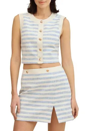 Avec Les Filles Stripe Crop Vest