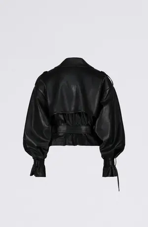 SAEMDI Cropped Pu Trench Jacket