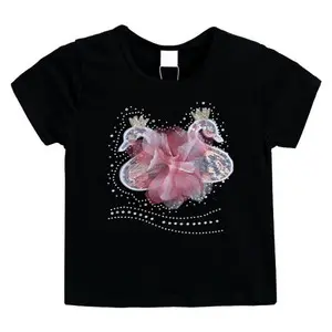 MIMI TUTU Swan Applique T-shirt - Black