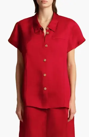 Khaite Keefe Silk Organza Button-up Shirt - Raspberry