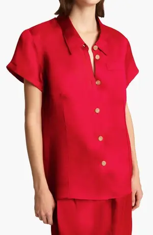 Khaite Keefe Silk Organza Button-up Shirt - Raspberry