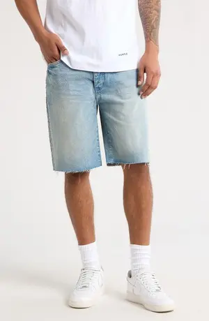 Purple Brand Raw Edge Hem Shorts For Men