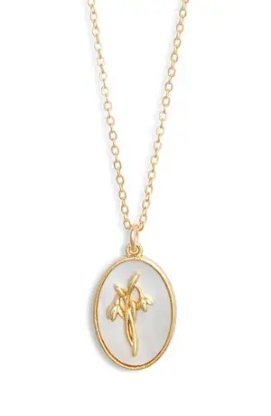 SET & STONES Katrina Birth Flower Pendant Necklace - Gold / January - Snowdrop