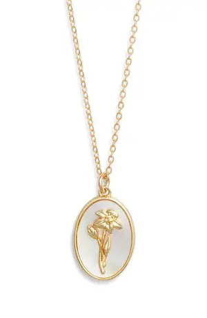 SET & STONES Katrina Birth Flower Pendant Necklace - Gold / March - Daffodil