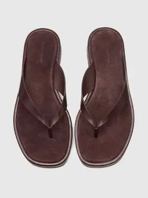 REFORMATION Eden Platform Thong Sandals - Brown
