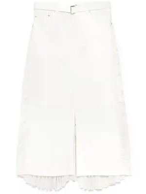 Sacai Pleated-back Midi Skirt - White