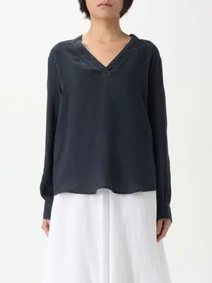 120% Lino Embellished V-neck Blouse - Blue