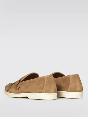 DOUCAL'S Suede Monk Strap Loafers - Mud