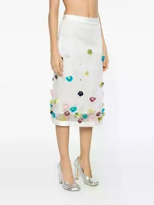 Viktor & Rolf Sequin-embellished Midi Skirt - White